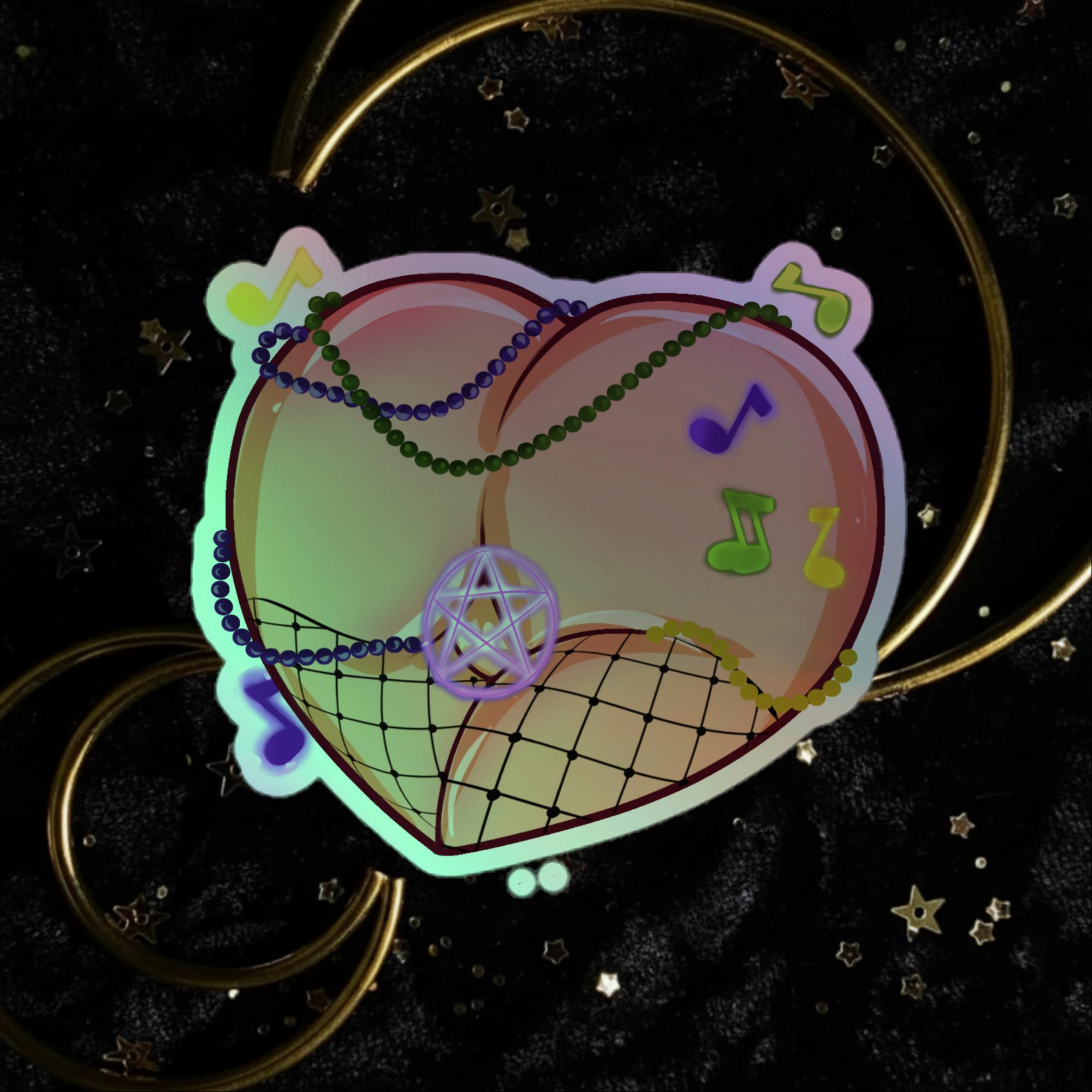 Hex Pentacle Mardi Gras Tan Booty Holographic stickers – Libertys Nation