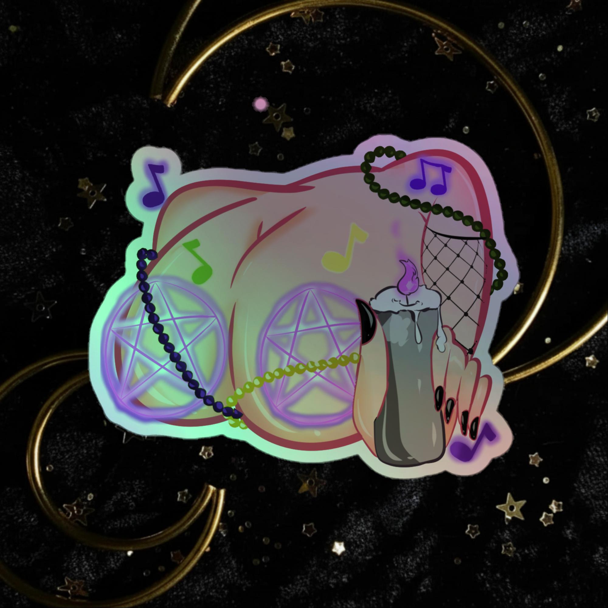 Hex Pentacle Mardi Gras Pale Boobs Holographic stickers – Libertys Nation